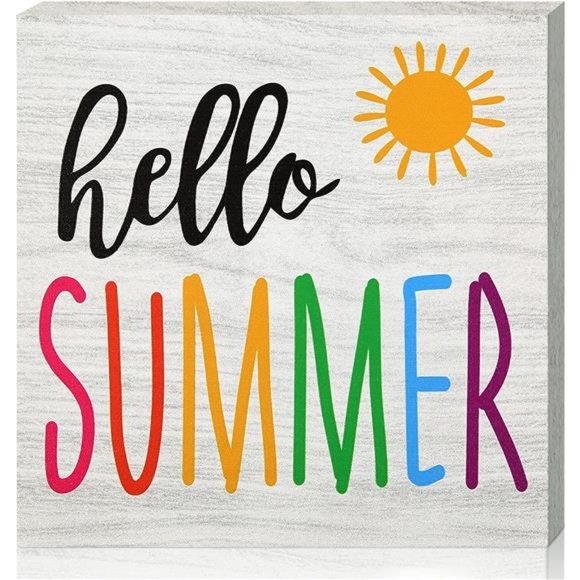 Accents | 6 Pieces Hello Summer Sign Wooden Blocks Rustic Summer Wood ...